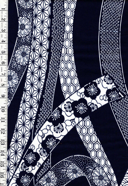 1028- Yukata Fabric - Noshi Ribbons - Traditional 14" wide - Indigo ...