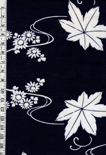 1032 - Yukata Fabric - Maple Leaves & Daisies - Traditional 14" wide ...