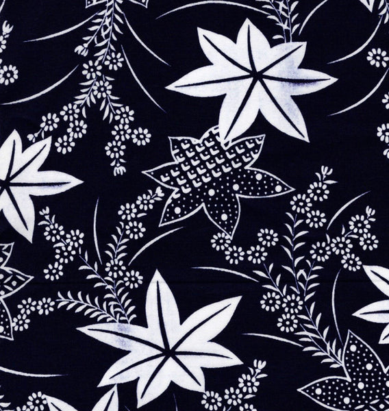 1040 - Yukata Fabric - Maple Leaves & Floral Branches - Traditional 14 ...