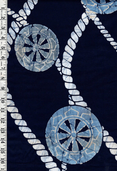 Yukata Fabric - 915 - Ropes & Wheels - Indigo | Shibori Dragon