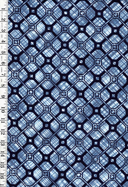 Yukata Fabric - 961 - Connected Octagons - Indigo & Gray | Shibori Dragon
