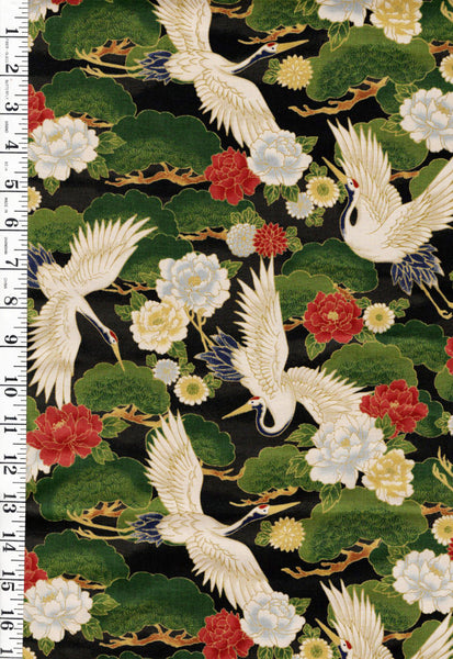 *Japanese - Flying Cranes, Pines & Peonies (Slightly Denser/ Heavier W ...