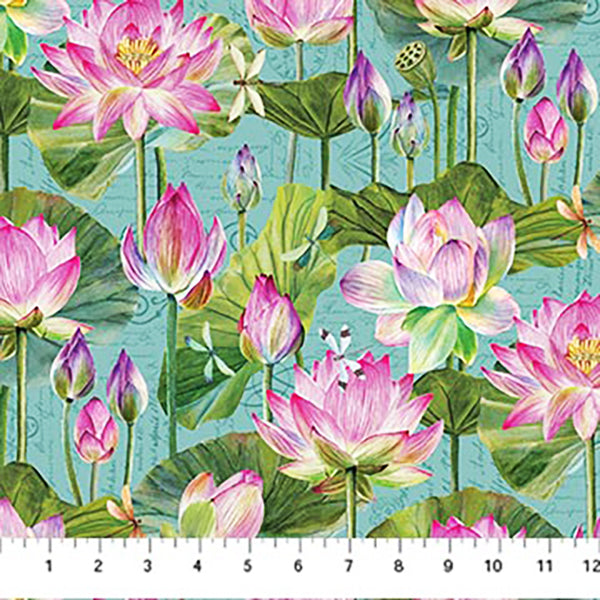 Asian - Northcott Water Lilies - Lotus Blossoms & Lily Pads - DP25057 ...