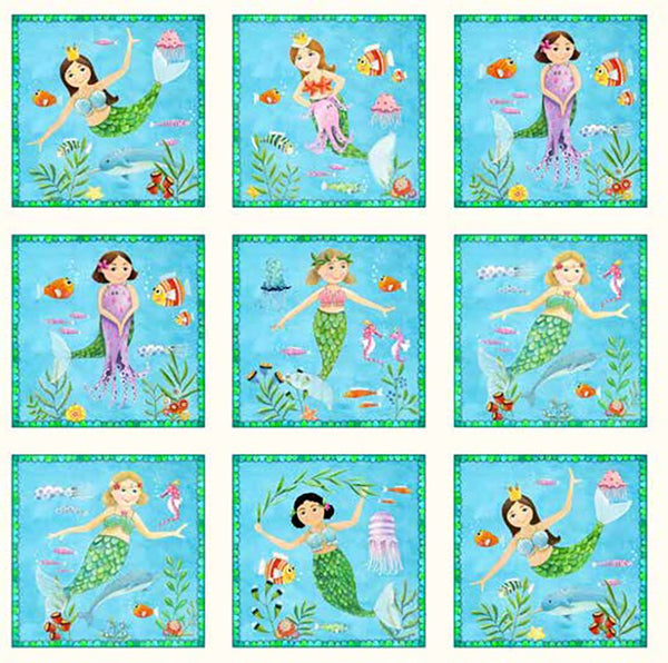 Tropical - Elizabeth Studios Little Mermaids Block - PANEL - 17002 - S ...
